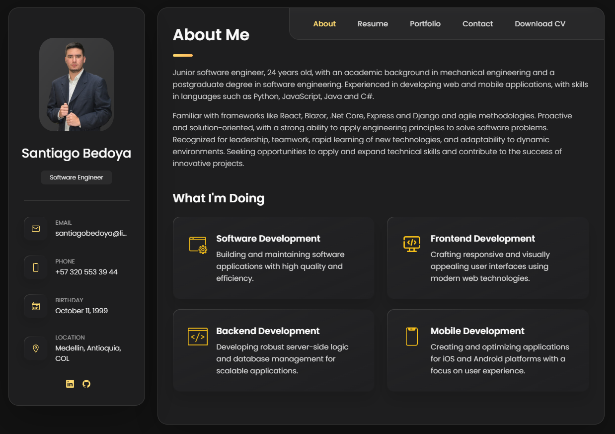 Santiago Bedoya - Personal Portfolio